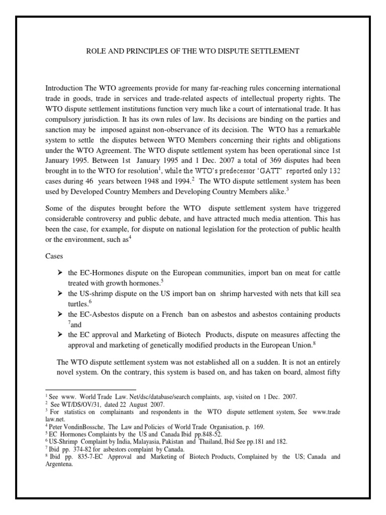 WTO Dispute Settlement Principles Explained | PDF | World Trade ...