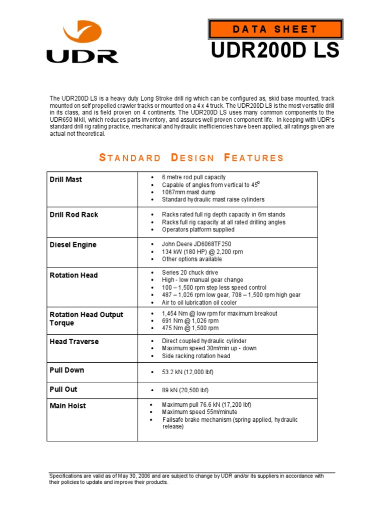 Udr 200 | PDF | Drilling Rig | Drill