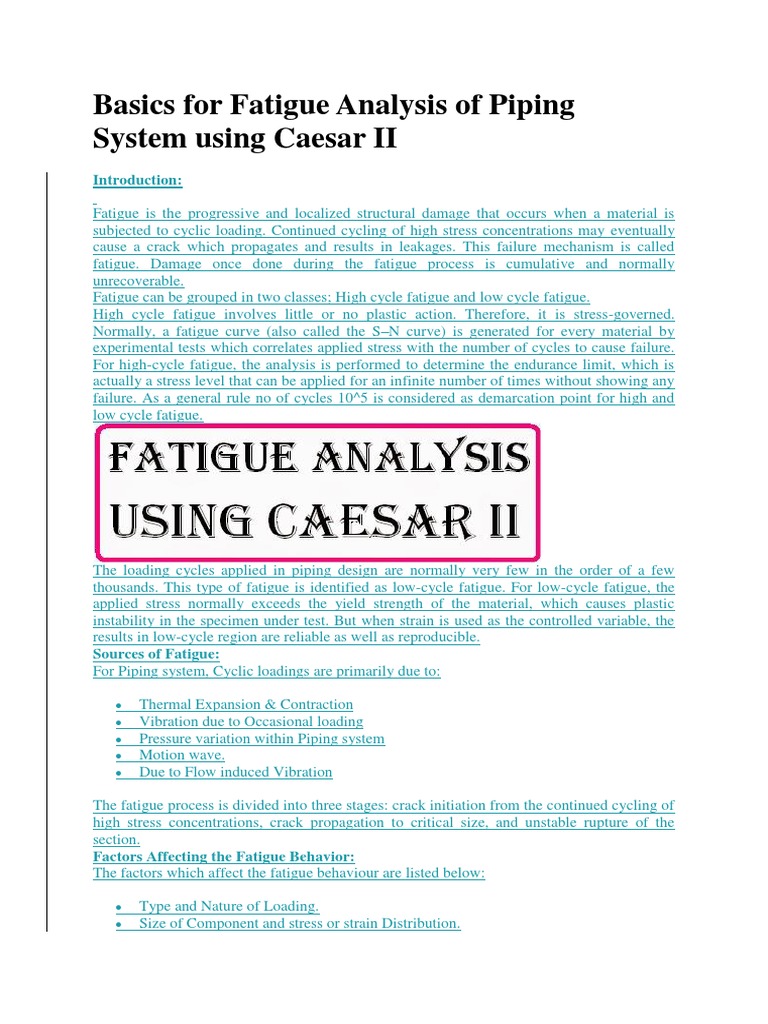 Fatigue Analysis of Piping System Using Caesar II | PDF | Fatigue ...