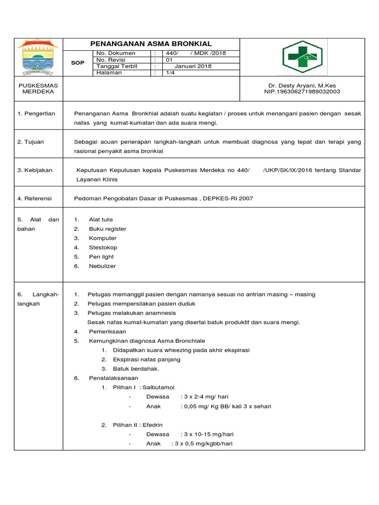 Sop Penanganan Asma Bronkial | PDF