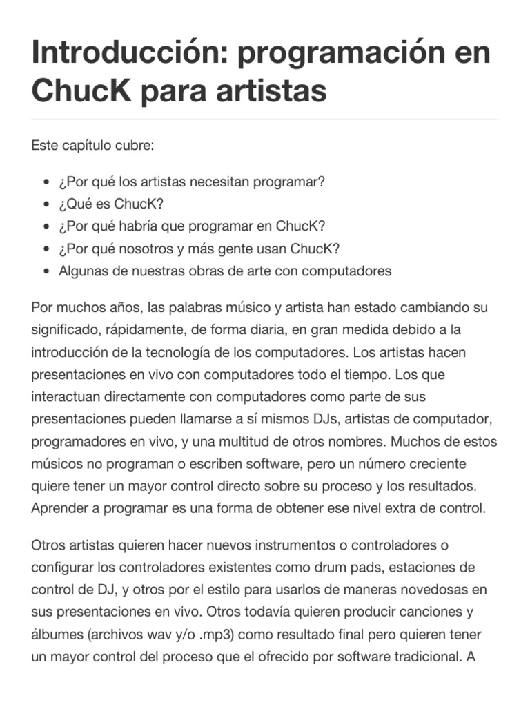 Programación en ChucK para Artistas | PDF | Lenguaje de programación ...