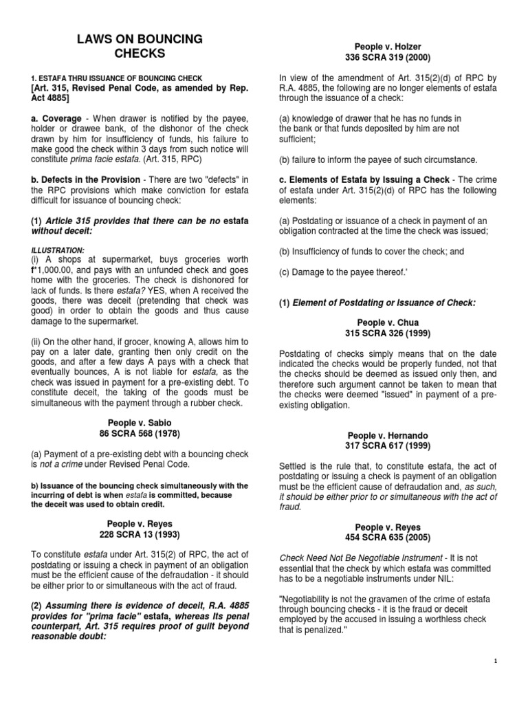 Laws On Bouncing Checks | PDF | Fraud | Cheque