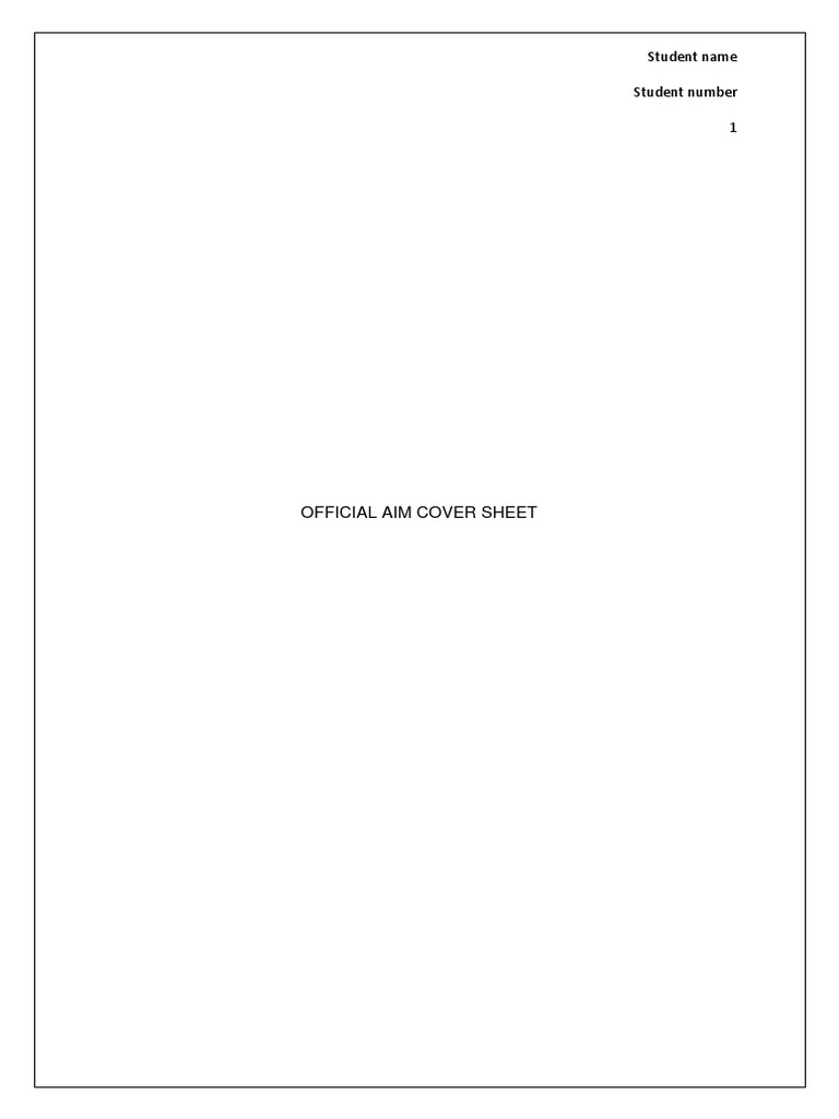 Official Aim Cover Sheet: Student Name Student Number 1 | PDF ...