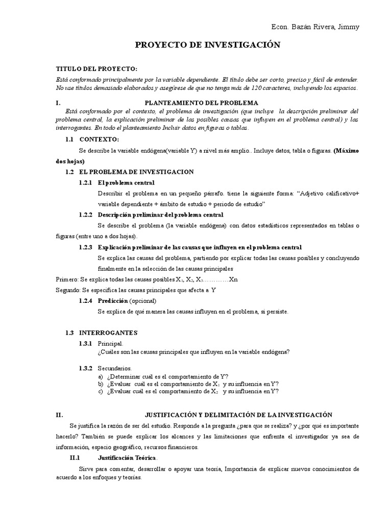 Estructura de Un Proyecto de Investigación | PDF | Teoría | Metodología