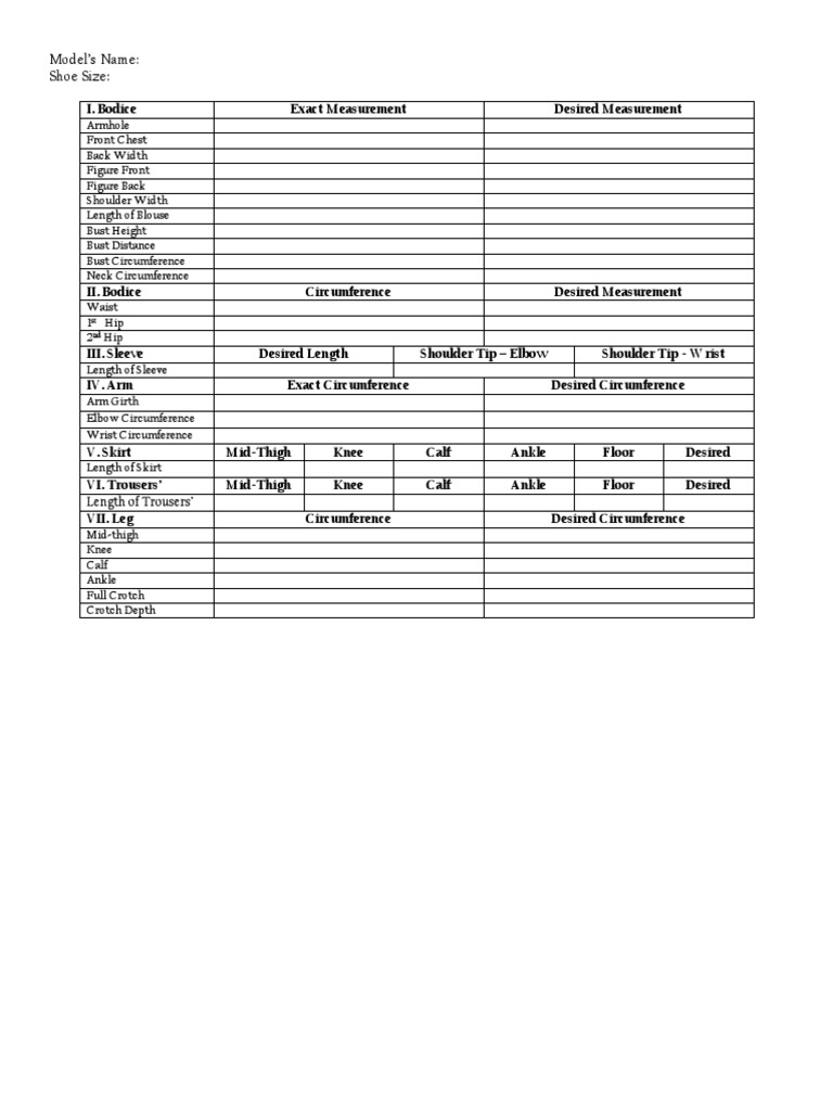 Body Measurements | PDF