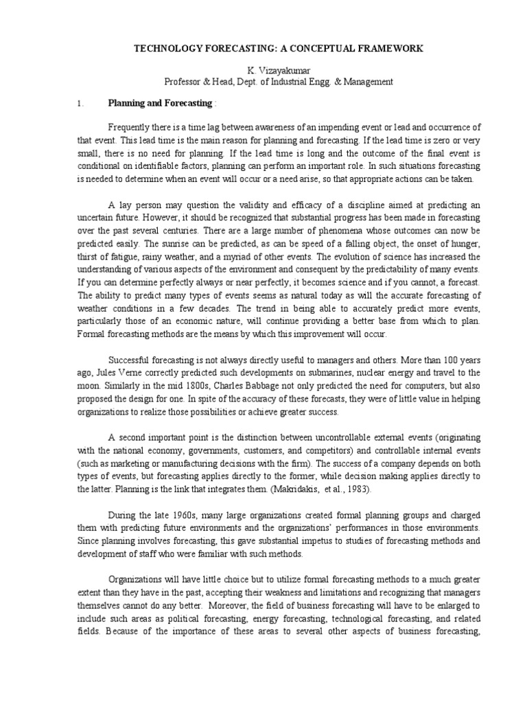 Technology Forecasting: A Conceptual Framework | PDF | Linear Trend ...