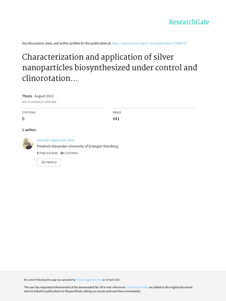 Avinash M.phil Thesis | PDF | Nanomaterials | Nanotechnology