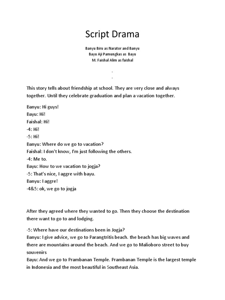 Script Drama: Banyu Biru As Narator and Banyu Bayu Aji Pamungkas As Bayu M. Faishal Alim As ...