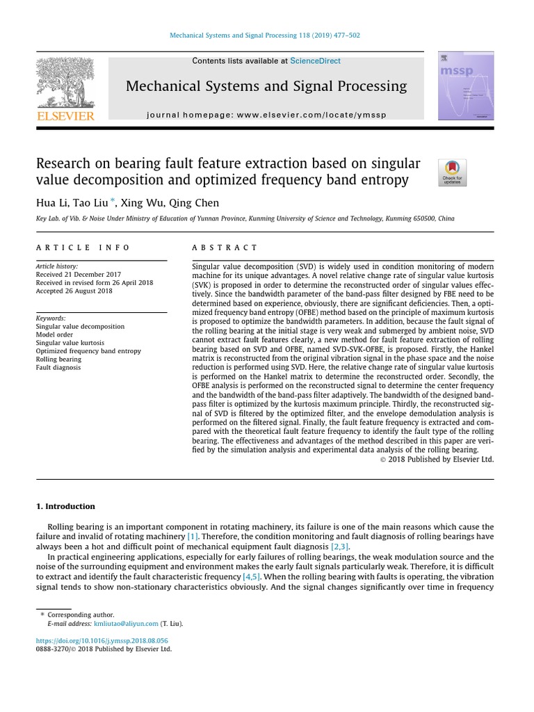 Research On Bearing Fault Feature Extraction Based On Singular Value Decomposition and Optimized ...