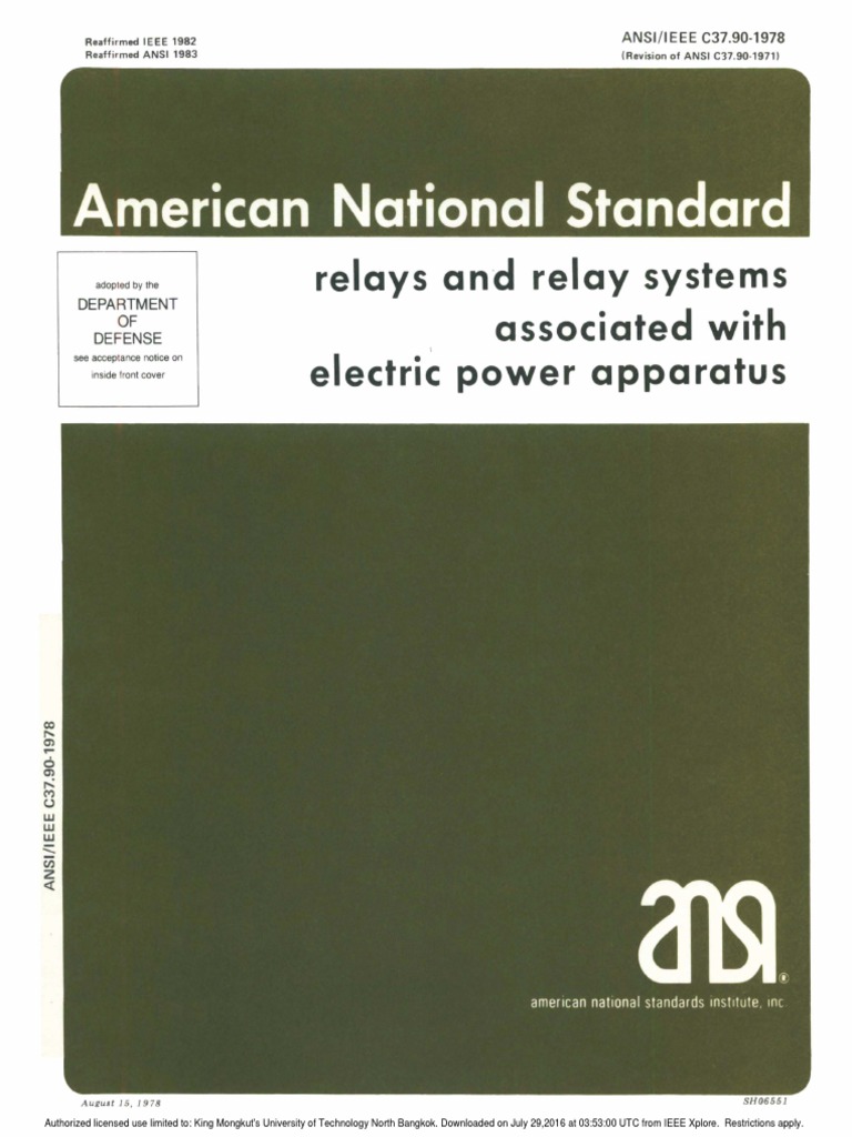 IEEE C37.90 Relays and Relay Systems Associated With Electric Power ...