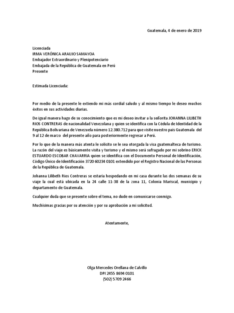 CARTA Embajada. | PDF