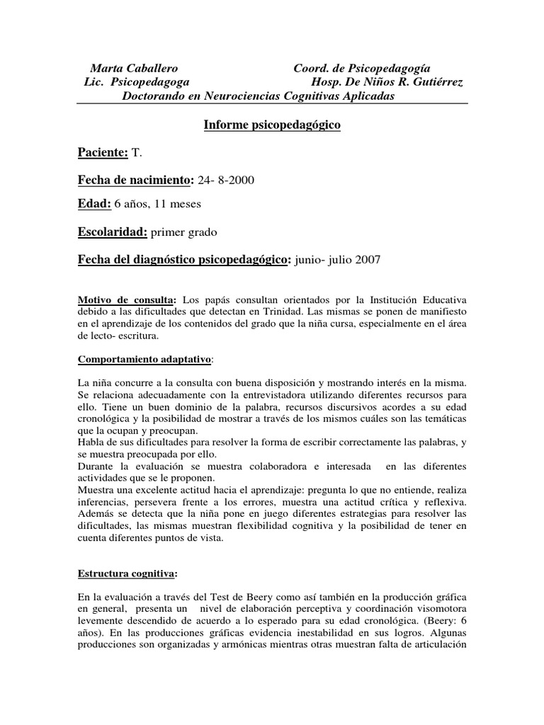 Interpretacion de Test Beery | PDF | Cociente de inteligencia | Aprendizaje