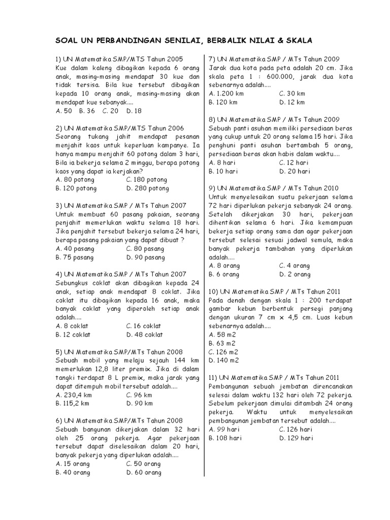 Contoh Soal UN Perbandingan | PDF