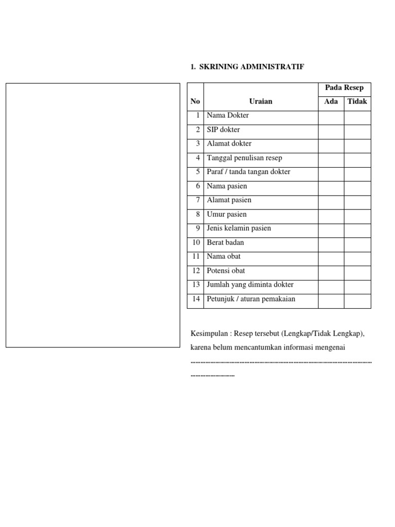 Format Skrining Resep | PDF