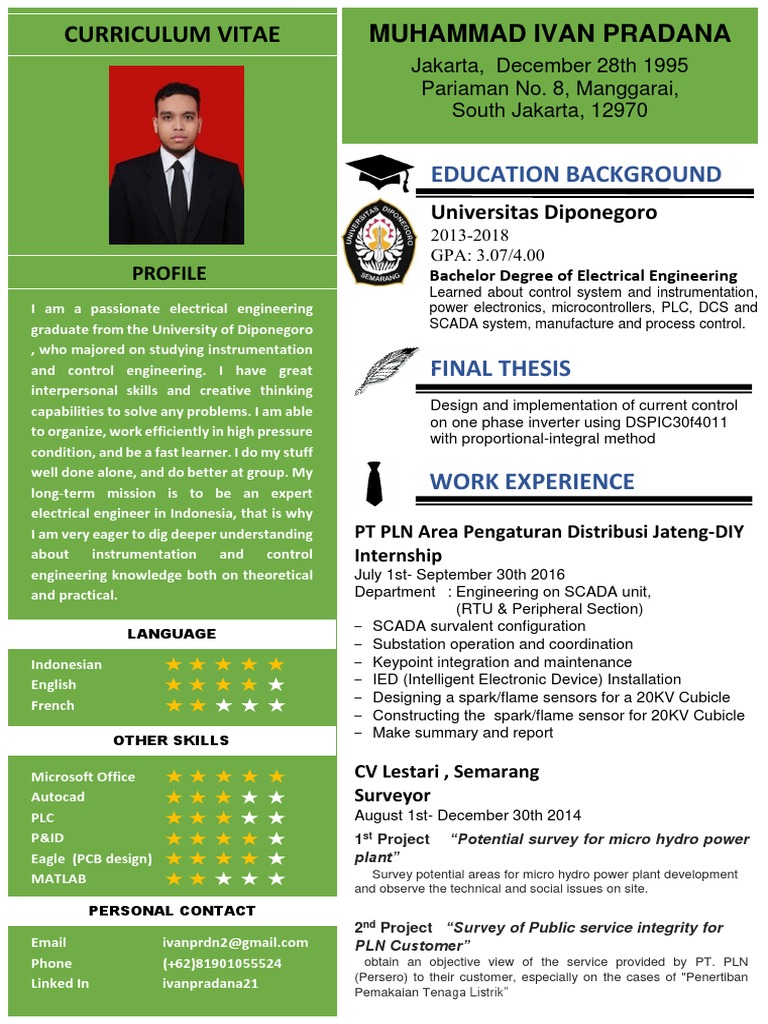 CV Ivan Baru | PDF | Instrumentation | Engineering