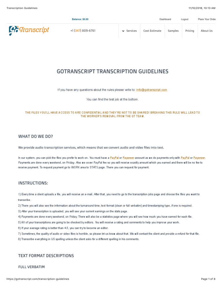 Transcription Guidelines | PDF | Human Communication | Cognitive Science