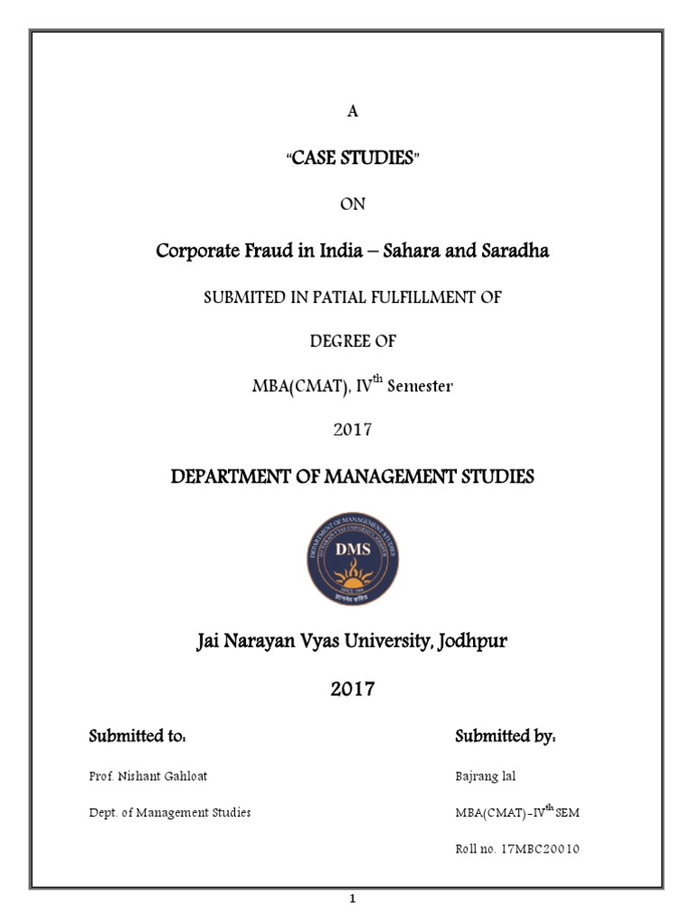 Sahara and Saradha: Corporate Fraud Cases | PDF | Investing | Security