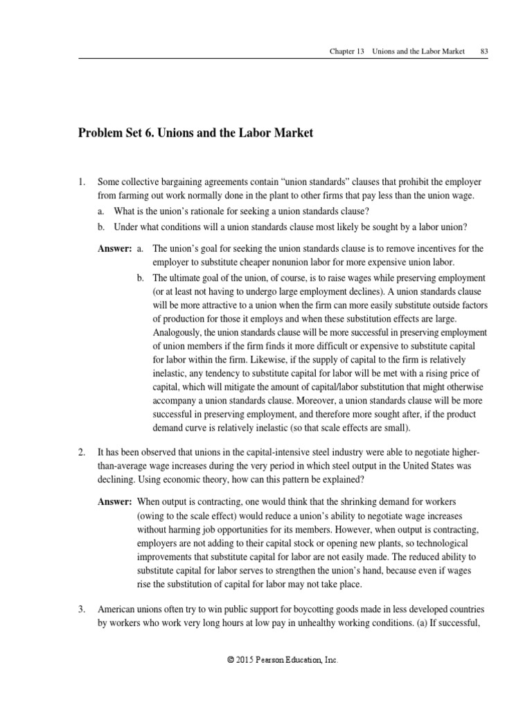 Solutions Problem Set 6. Labor Unions | PDF | Labour Economics | Employment