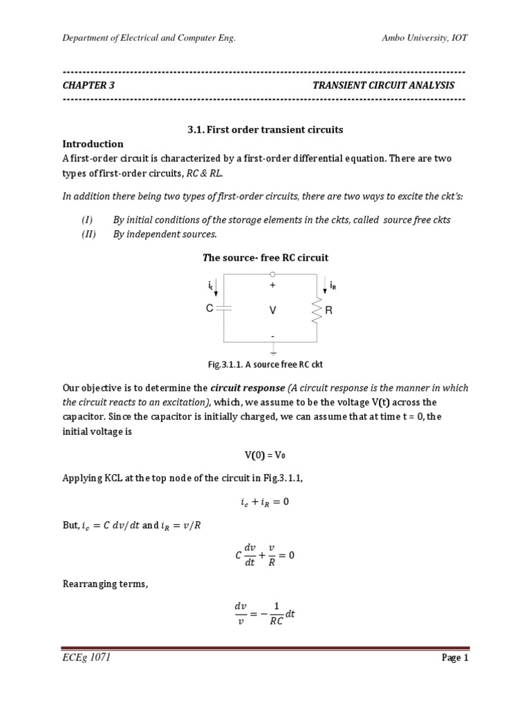 Chapter 3 Transient | PDF | Electrical Network | Capacitor