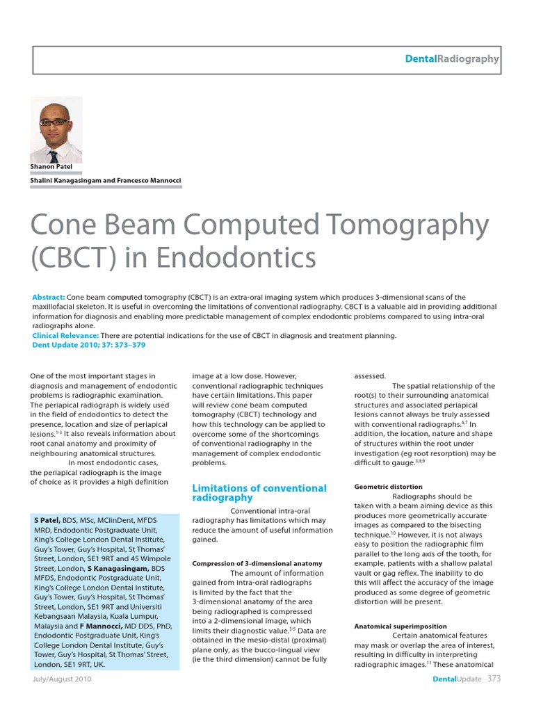 Cone Beam Computed Tomography (CBCT) in Endodontics | PDF | Radiography ...