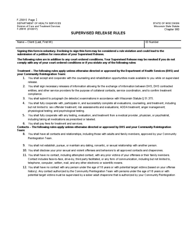 Supervised Release Rules | United States Federal Probation And ...