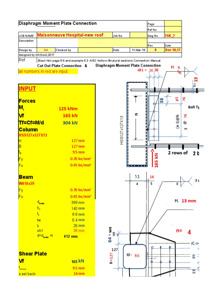 Diaphragm Moment Plate Connection Design | PDF | Mechanical Engineering ...