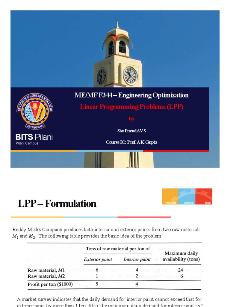 Me MF f344 LPP Slides | PDF | Mathematical Optimization | Linear ...
