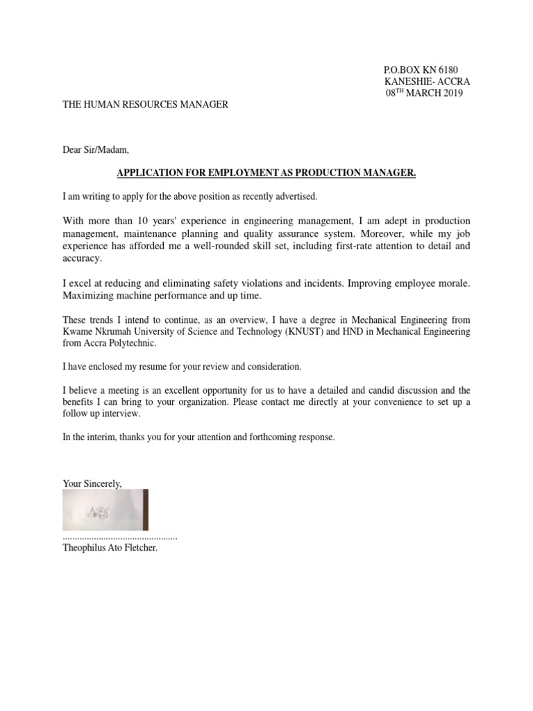 Fletcher Cover Letter | PDF