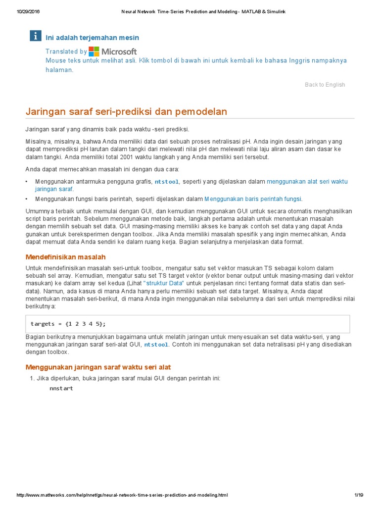 Neural Network Time-Series Prediction and Modeling - MATLAB & Simulink | PDF