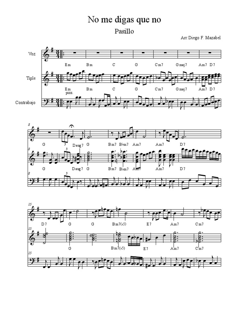 No Me Digas Que No Score Arreglo Pasillo | PDF