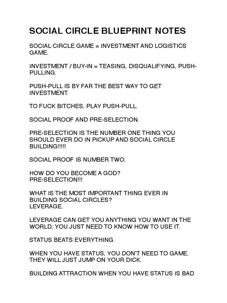RSD Luke - Social Circle Blueprint Notes PDF | PDF | Nightclub ...