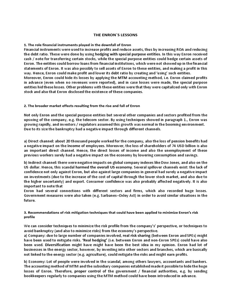 Enron HW1 PDF | PDF | Enron | Risk