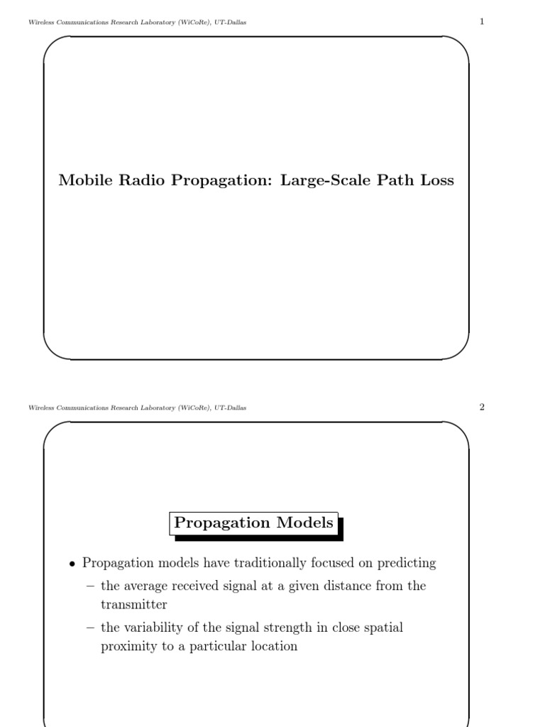 Mobile Radio Propagation Models Overview | PDF | Radio Propagation ...