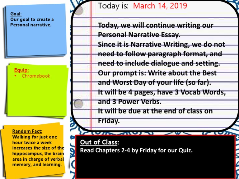 Out of Class: Read Chapters 2-4 by Friday For Our Quiz.: Identify The ...