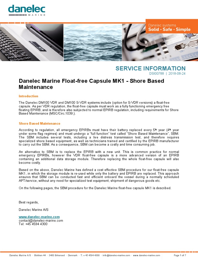 DSI00788-10, Float-Free Capsule MK1 - Shore Based Maintenance ...
