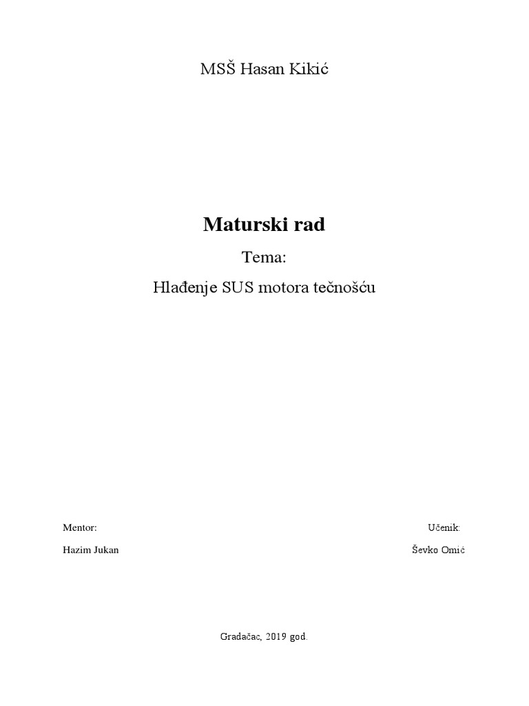 Hlađenje SUS Motora | PDF