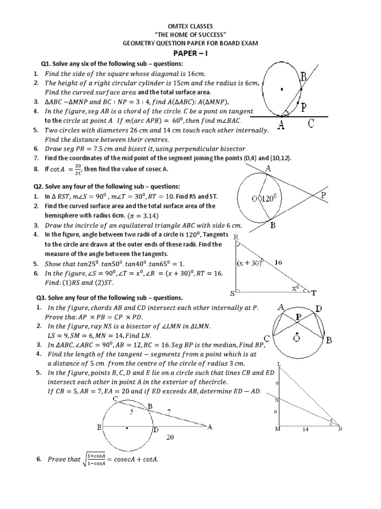 Geometry Question Papers For 2010 - 2011 | PDF