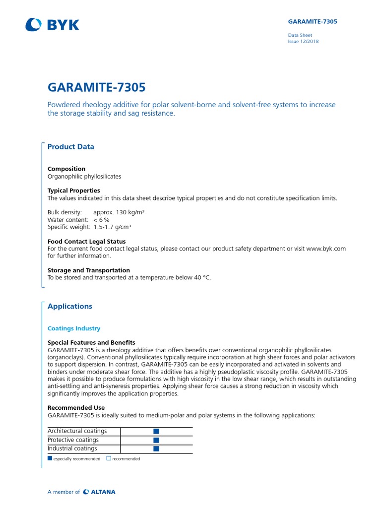 Tds Garamite-7305 en | PDF | Rheology | Viscosity