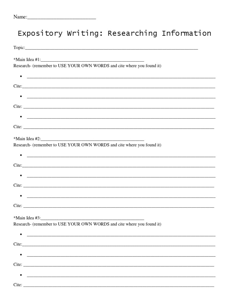 Expository Writing: Researching Information: Name | PDF