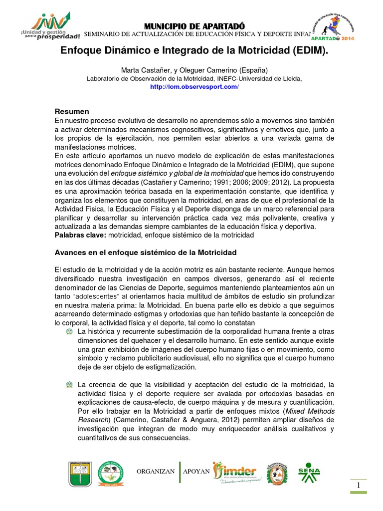 Enfoque Dinámico e Integrado de La Motricidad (EDIM) | PDF | Ocio | Science