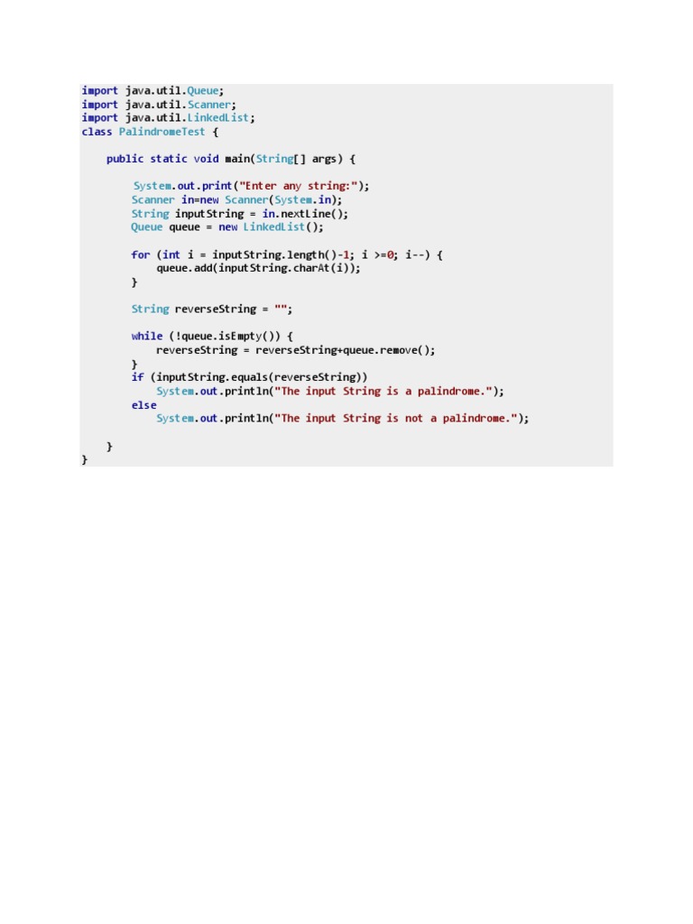 Palindrome Check Using Queue | PDF