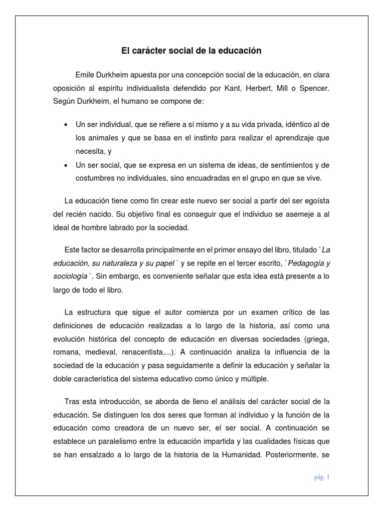El Caracter Social de La Educacion | PDF | Sociología | marxismo
