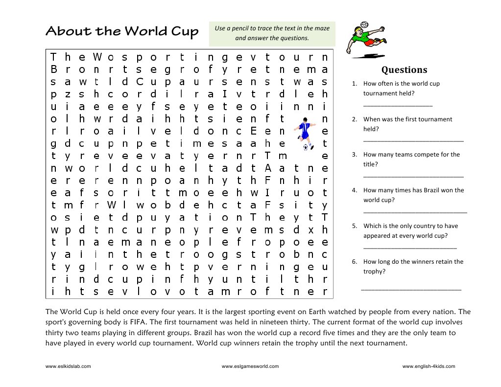World Cup Quiz for Kids | PDF | Fifa World Cup | Sports