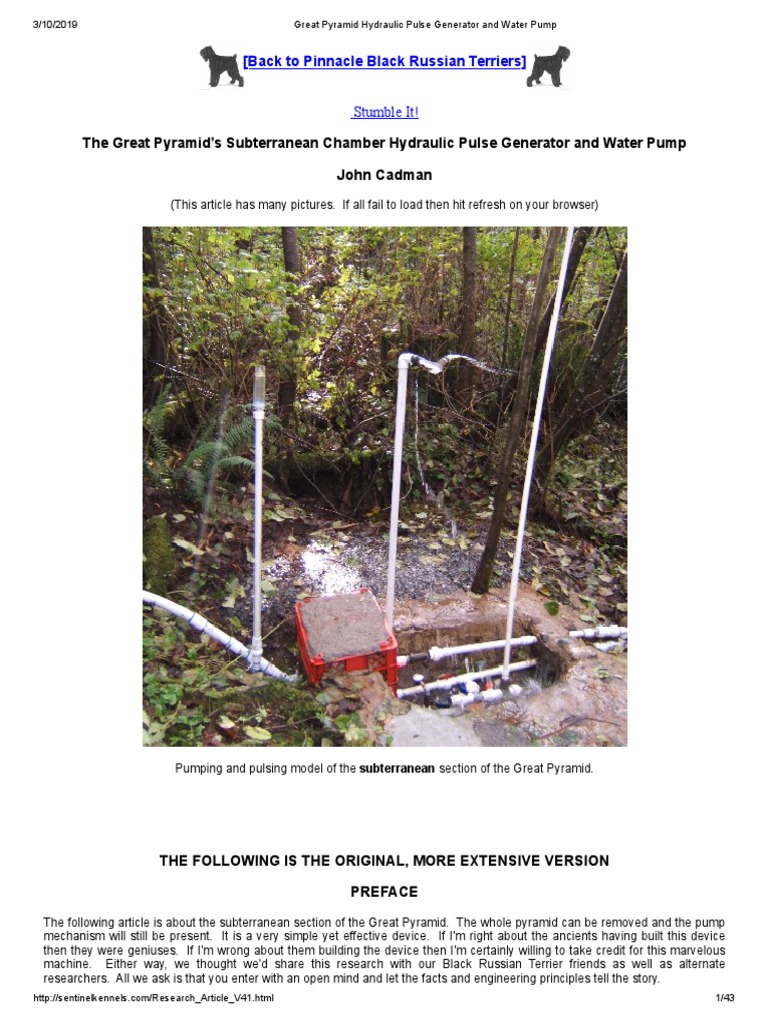 Great Pyramid Hydraulic Pulse Generator and Water Pump | PDF | Pump | Valve