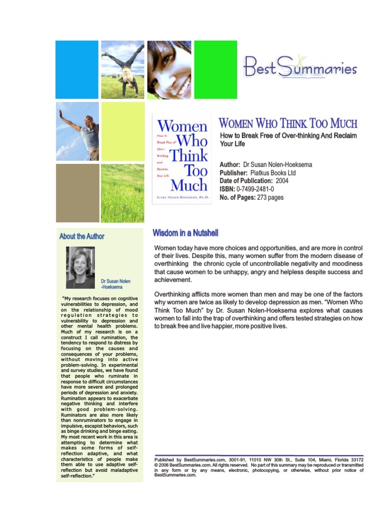 Women Who Think Too Much | PDF | Mood (Psychology) | Mental Health