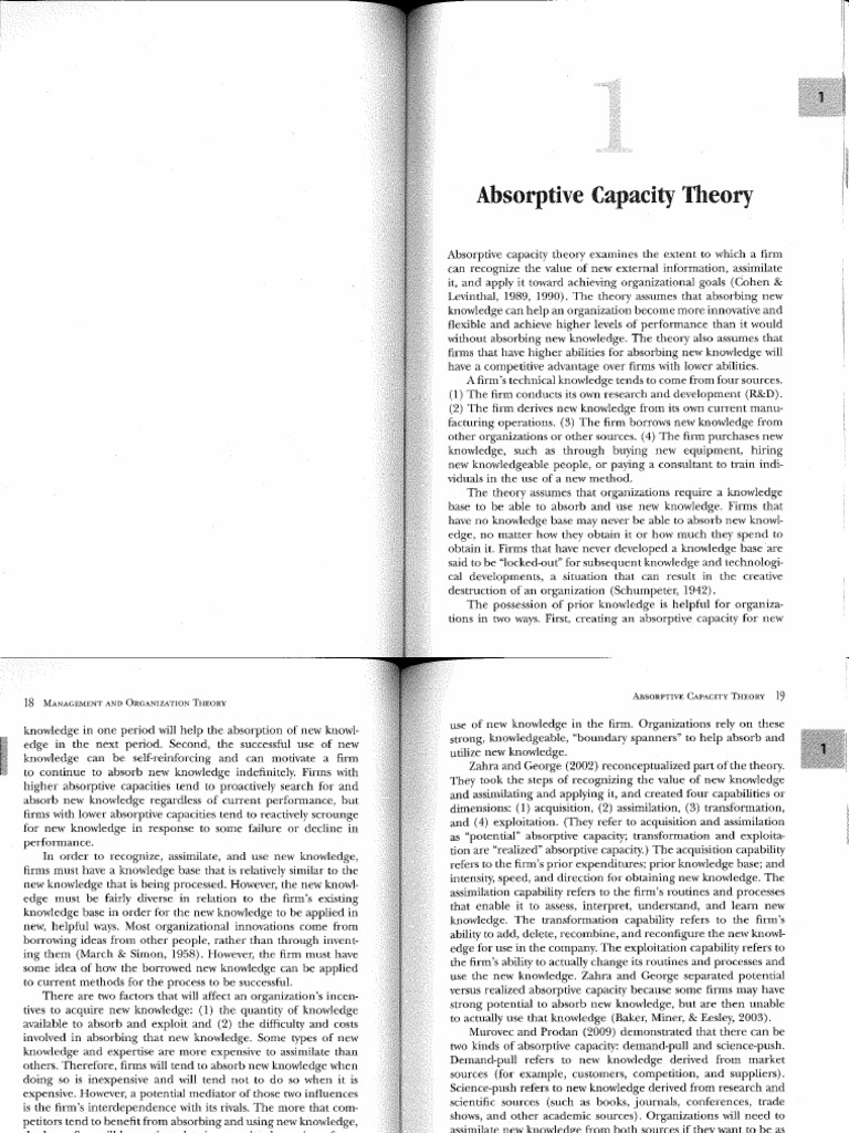 Absorptive Capacity Theory | PDF