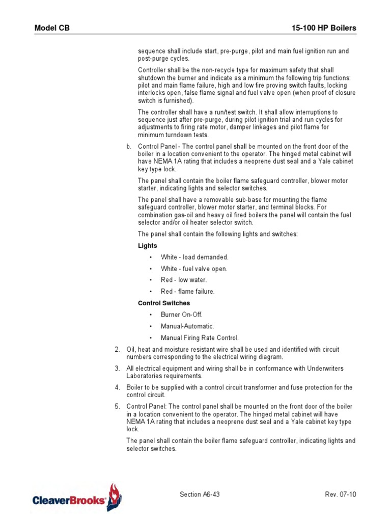 Specification for a Packaged Hot Water Boiler System with Flame ...
