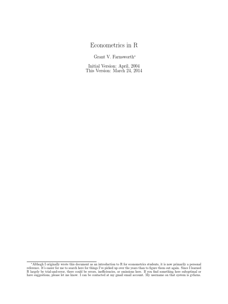 MIT14 381F13 EcnomtrisInR PDF | PDF | R (Programming Language) | Array Data Structure