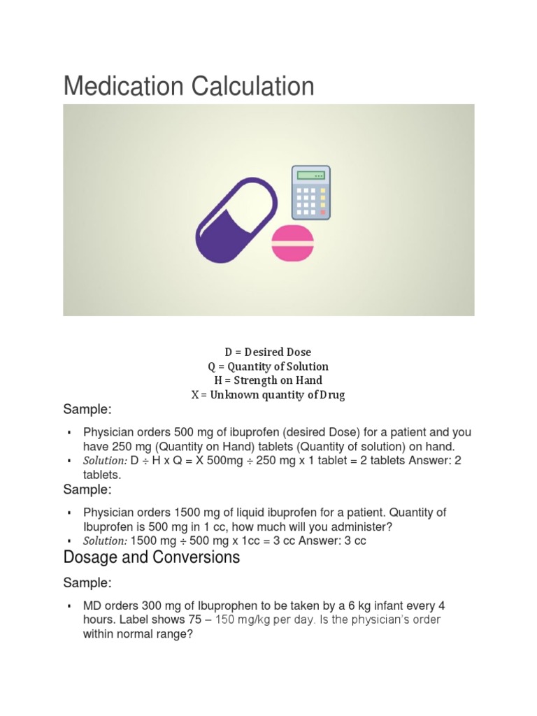 Medication Calculation: Dosage and Conversions | PDF | Grain (Unit ...