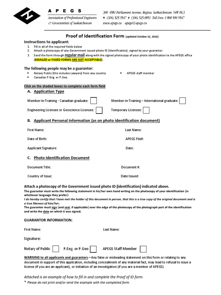 Reg5.0 - Proof of Identification Form - With Example - October 2018 ...